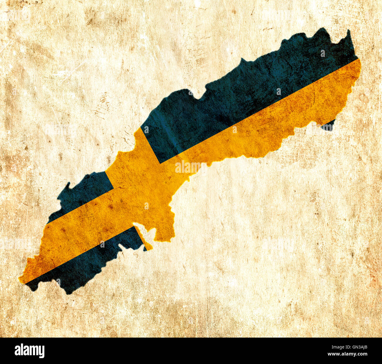 Vintage paper map of Sweden Stock Photo - Alamy