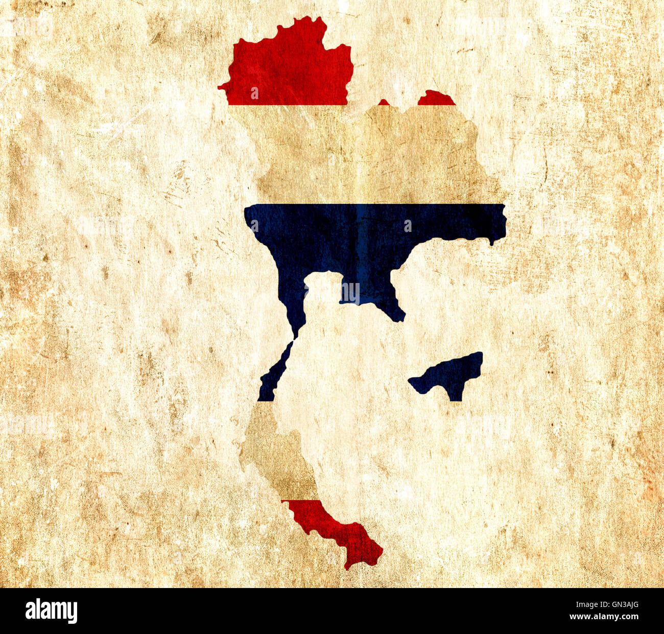 Vintage paper map of Thailand Stock Photo - Alamy