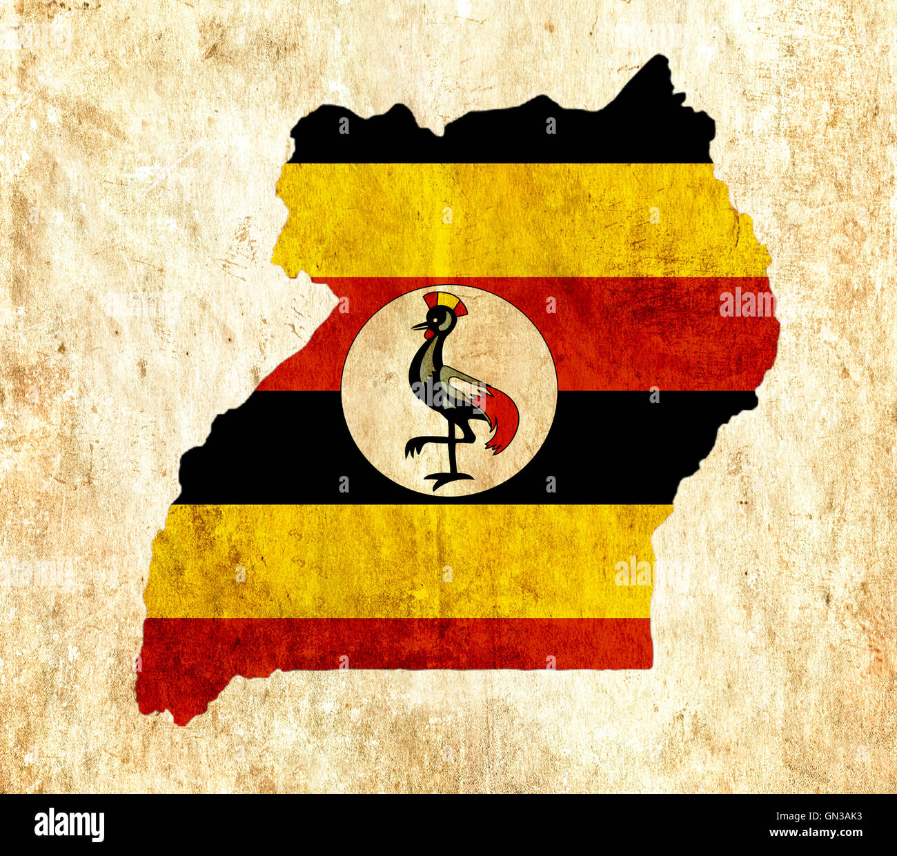 Vintage paper map of Uganda Stock Photo - Alamy