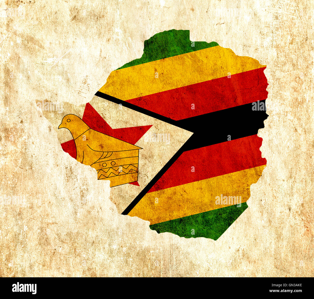 Vintage paper map of Zimbabwe Stock Photo - Alamy