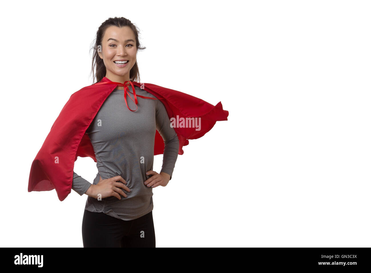female fitness model wearing a superhero cape because she awesome Stock ...