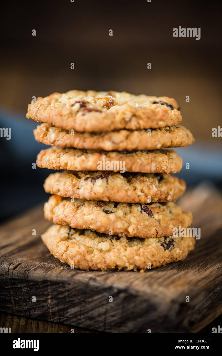 oat cookies, healthy sweet treat. Moody light still life Stock Photo ...