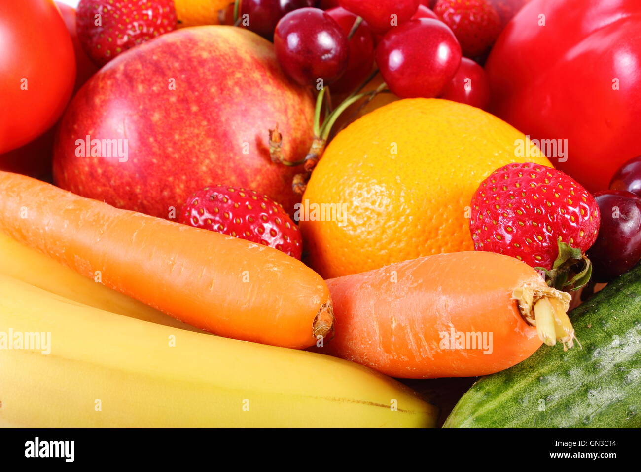 Fresh ripe fruits and vegetables, concept of healthy food, nutrition ...