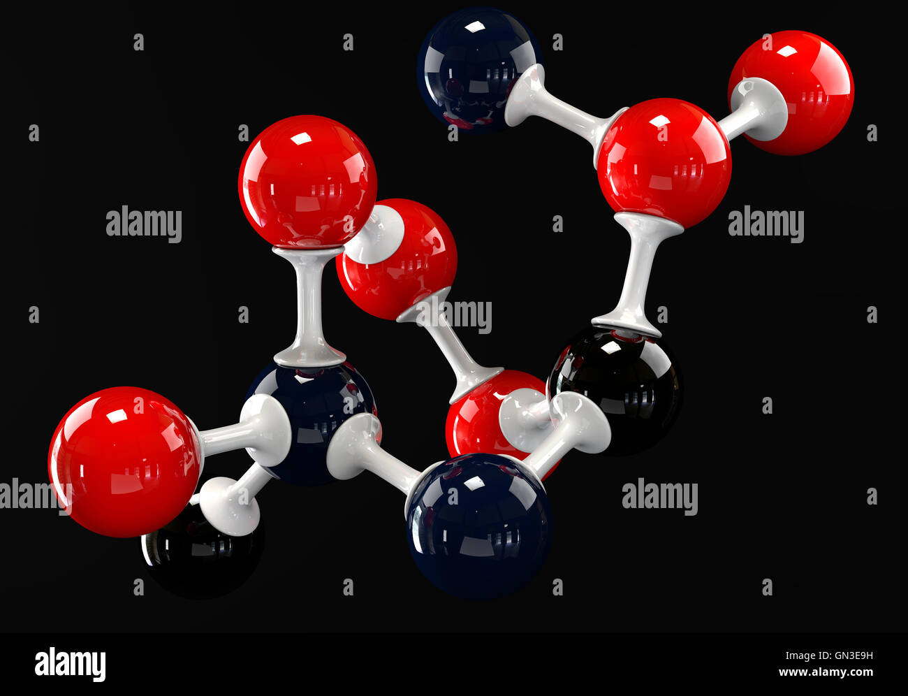 A 3d molecule on a black background Stock Photo - Alamy