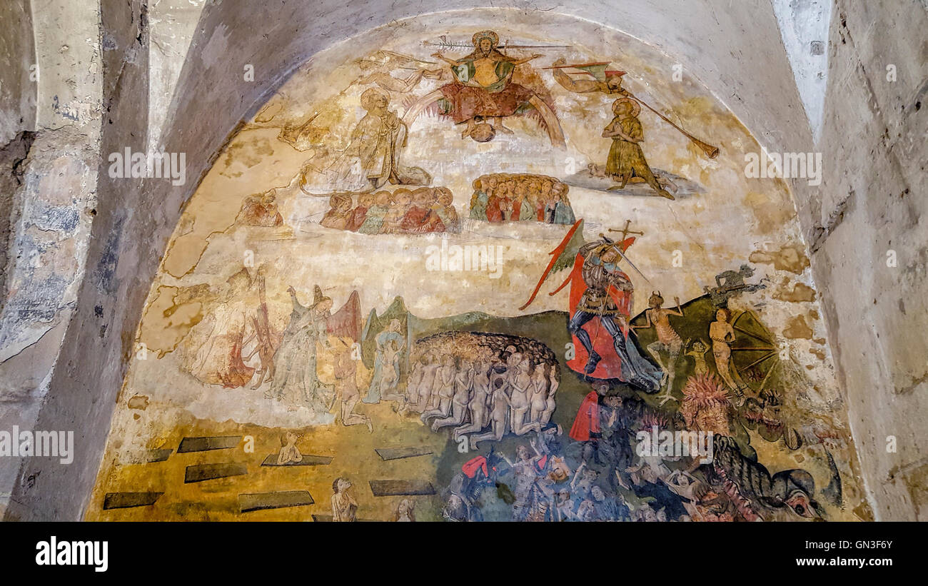 Fresco of Last Judgement. Roman church Saint-Austremoine d'Issoire ...
