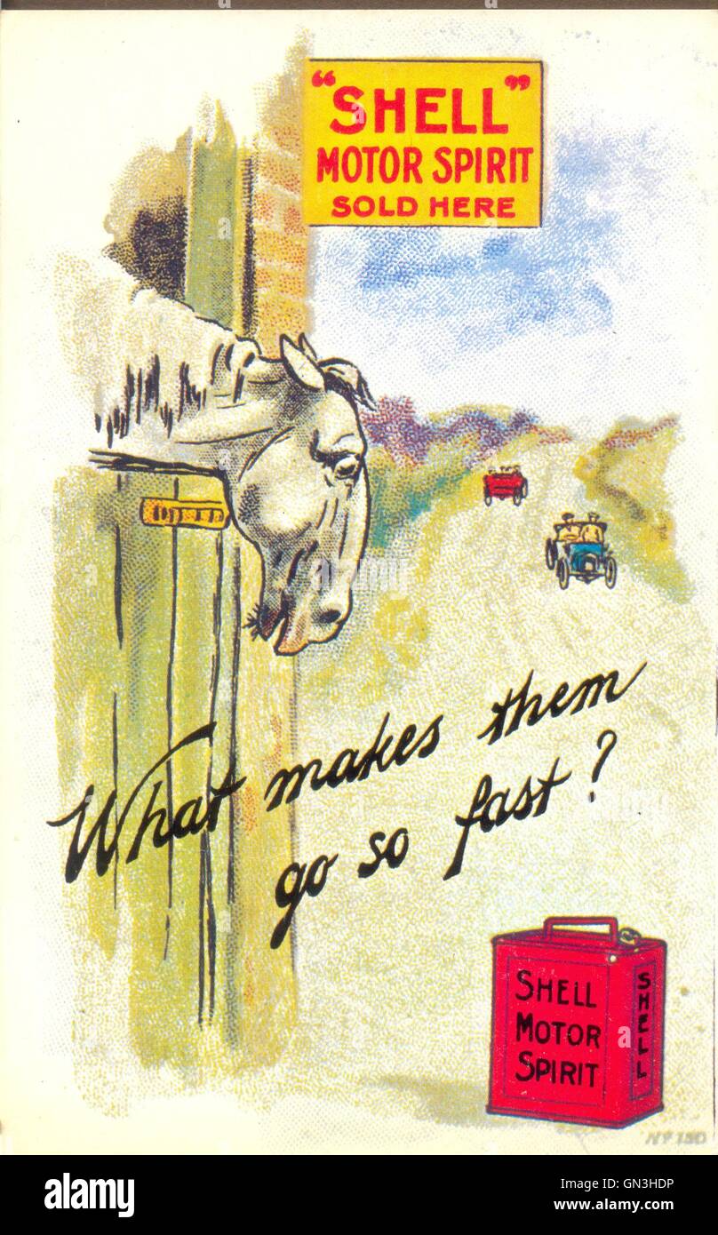 Chromolithographed advertising postcard for Shell Motor Spirit Stock ...
