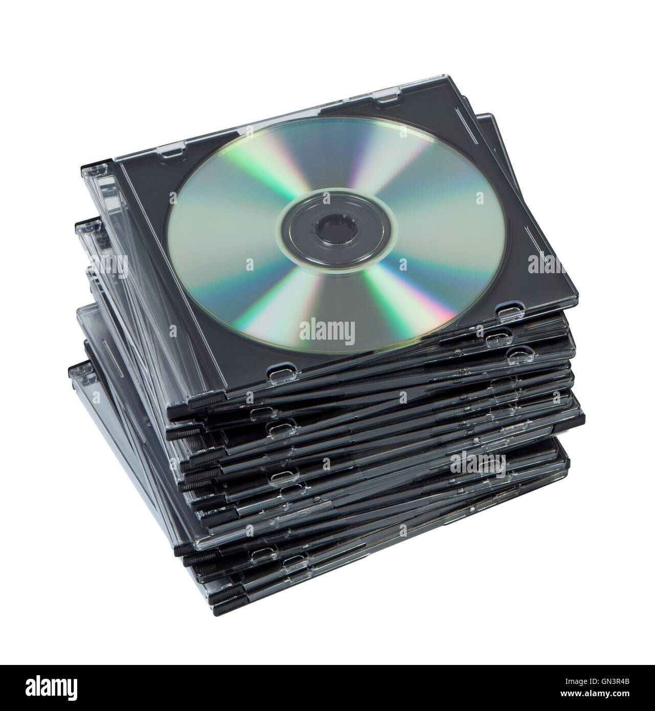 Stack CD discs in box isolated Stock Photo - Alamy