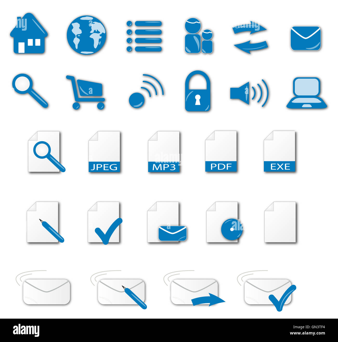Icon Set Blue Tone Stock Photo - Alamy