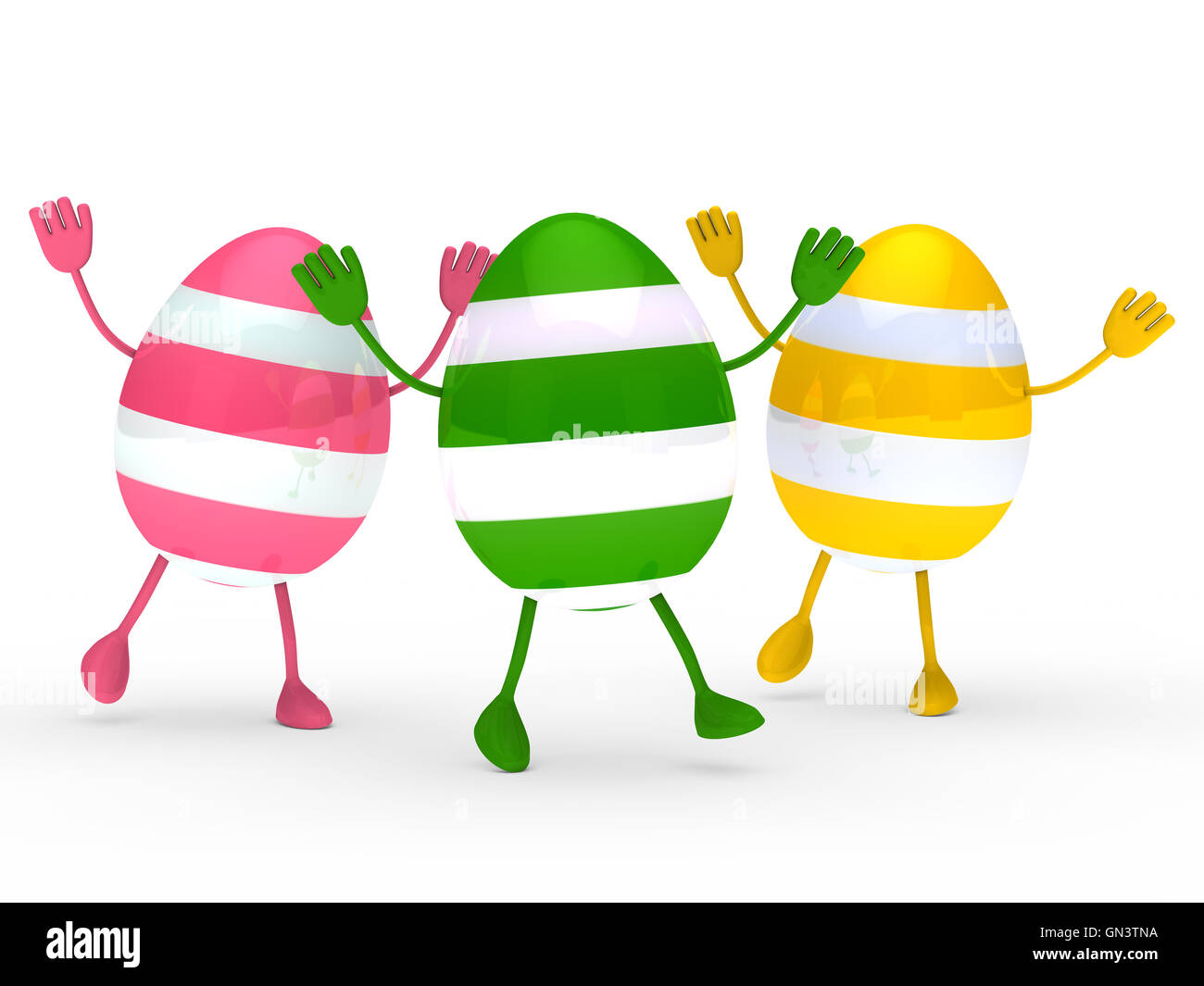 Colorful eggs go and wave Stock Photo - Alamy