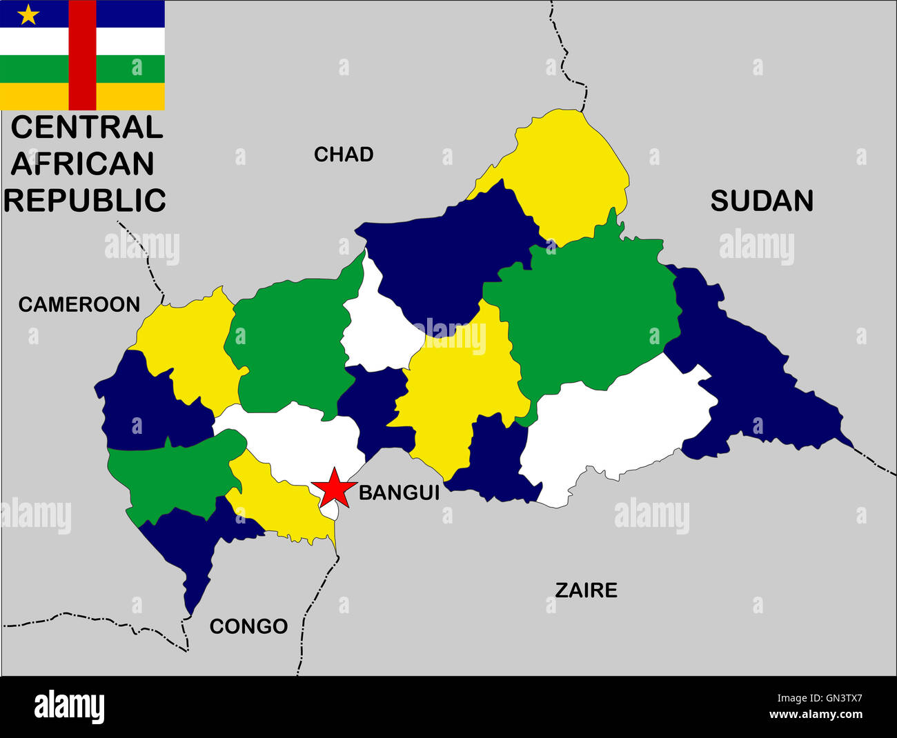 central african republic map Stock Photo - Alamy