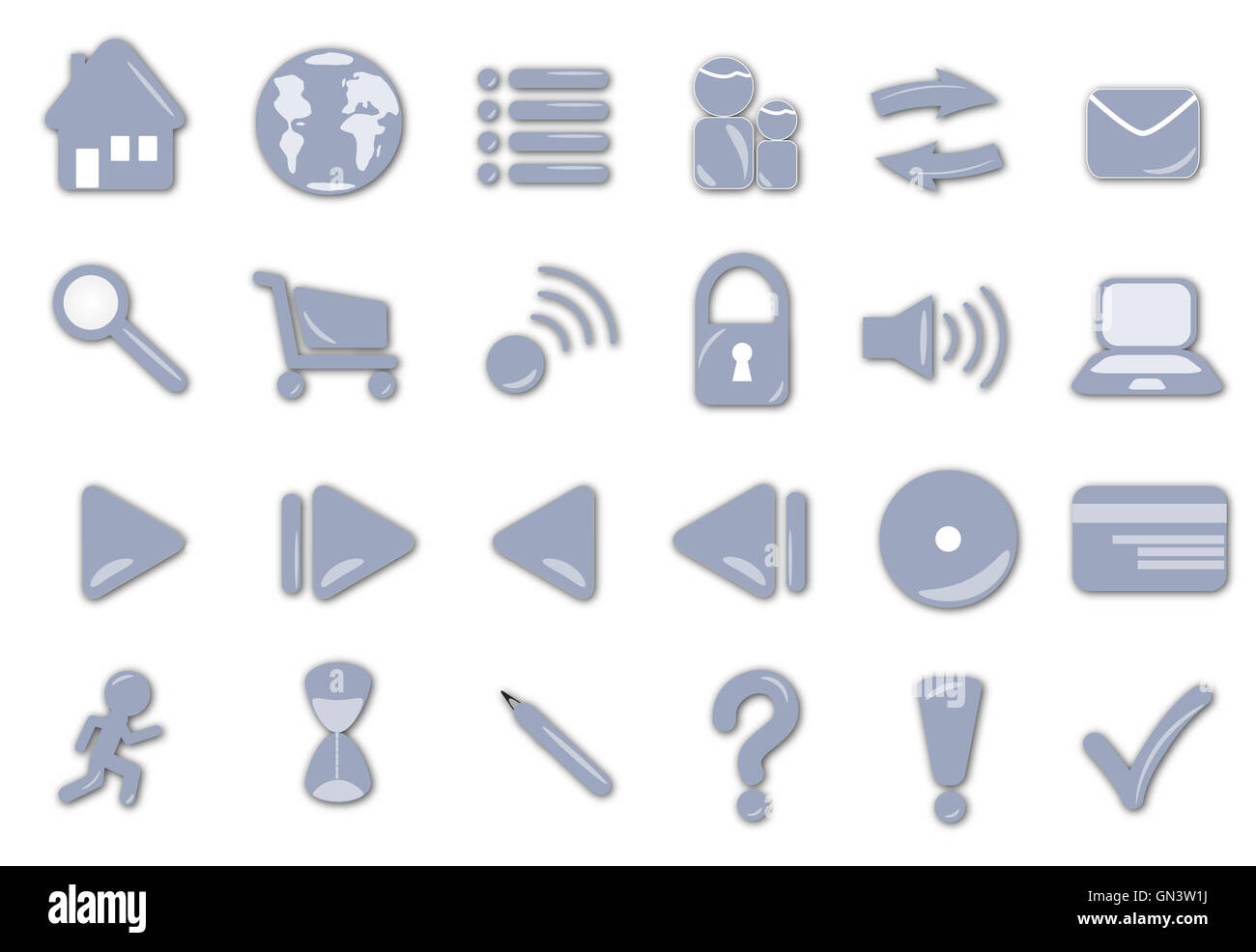 Icon Set Grey Tone Stock Photo - Alamy