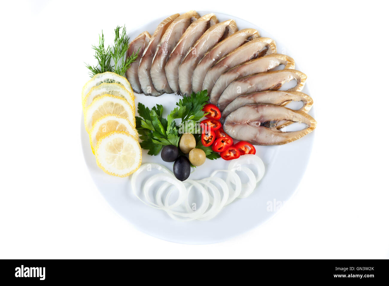 sliced fish with vegetables Stock Photo - Alamy