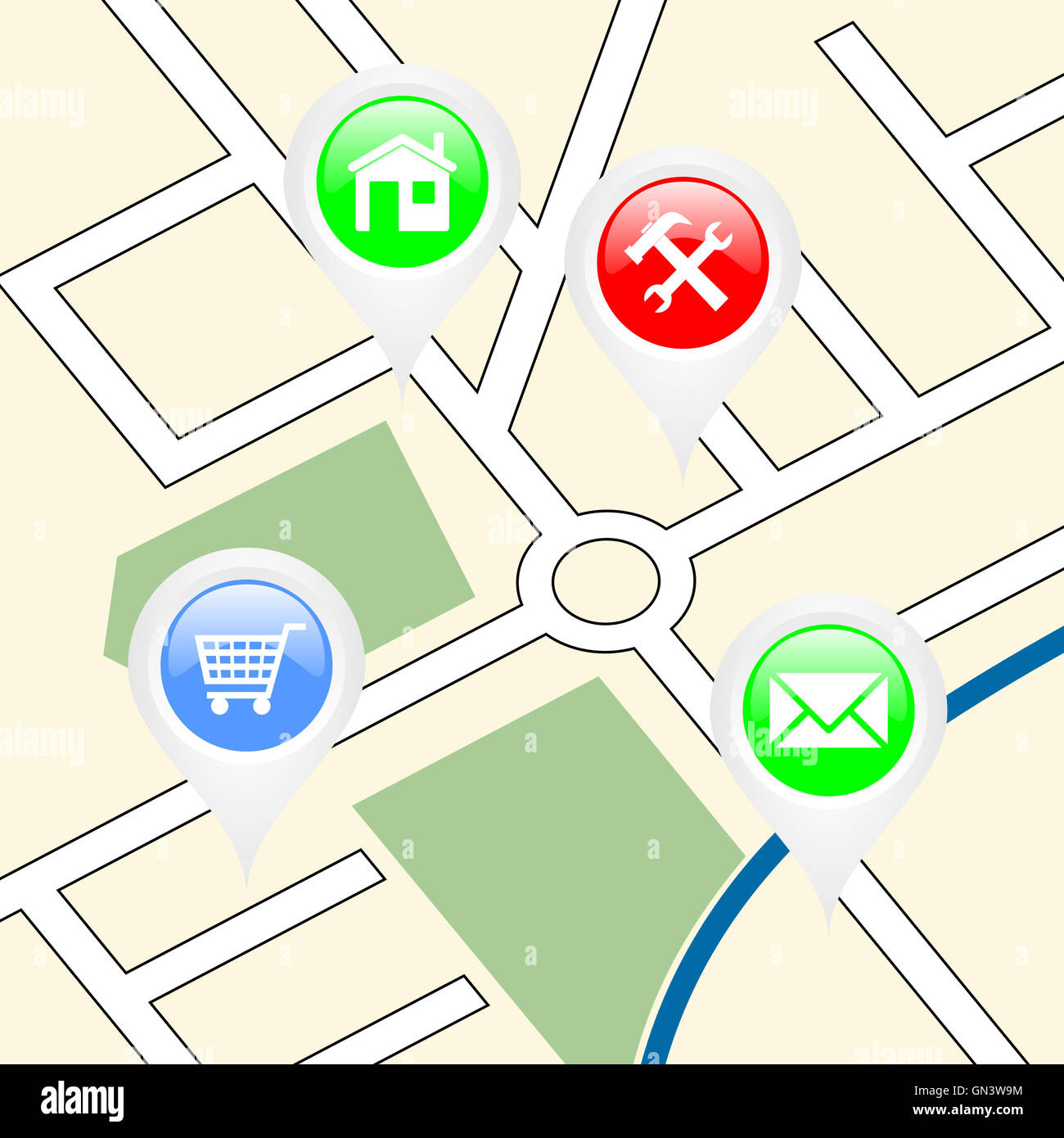 street map with pointers Stock Photo - Alamy