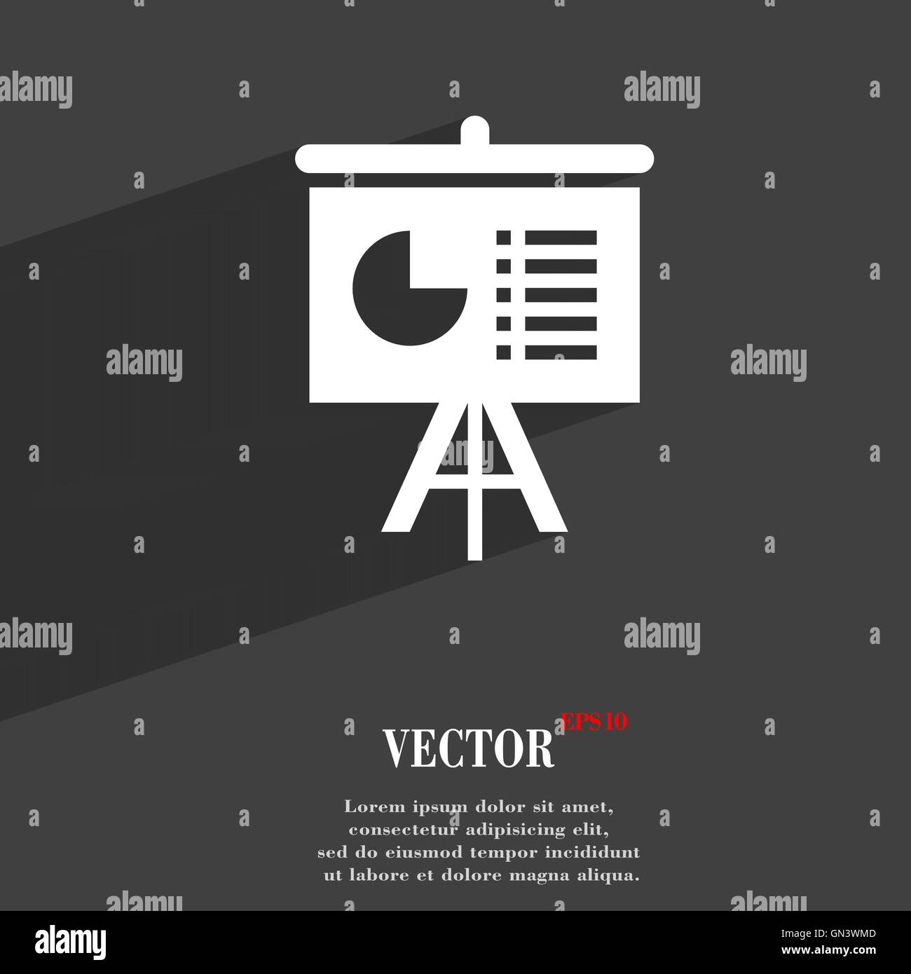 presentation board symbol Flat modern web design with long shadow and ...