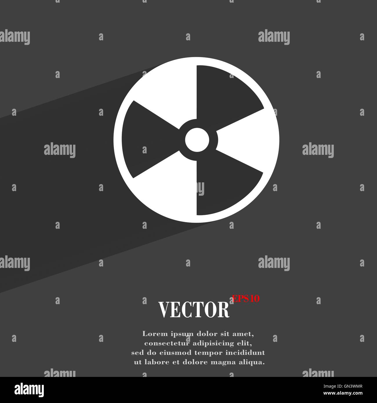 radioactive symbol Flat modern web design with long shadow and space ...