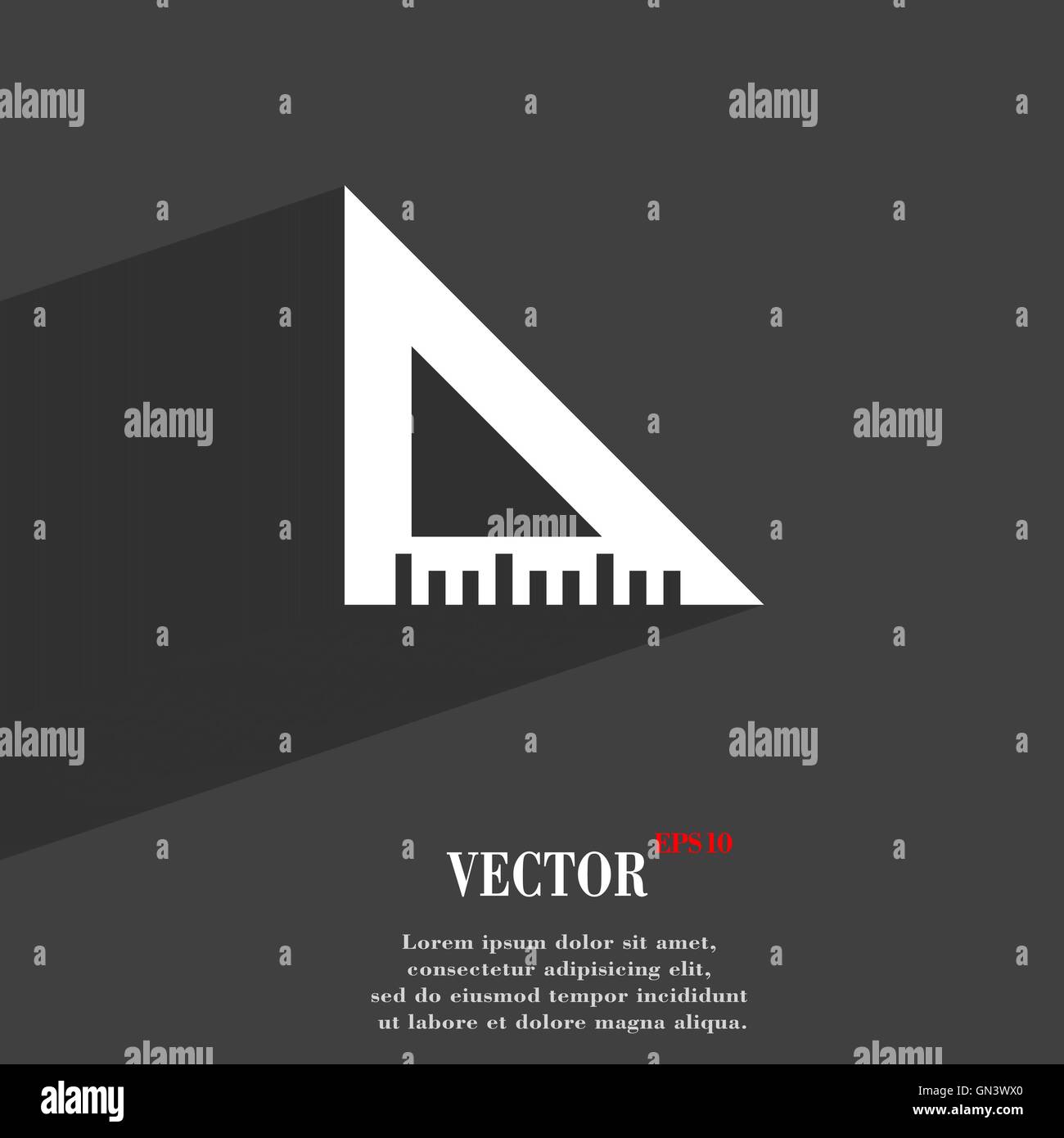 ruler symbol Flat modern web design with long shadow and space for your ...