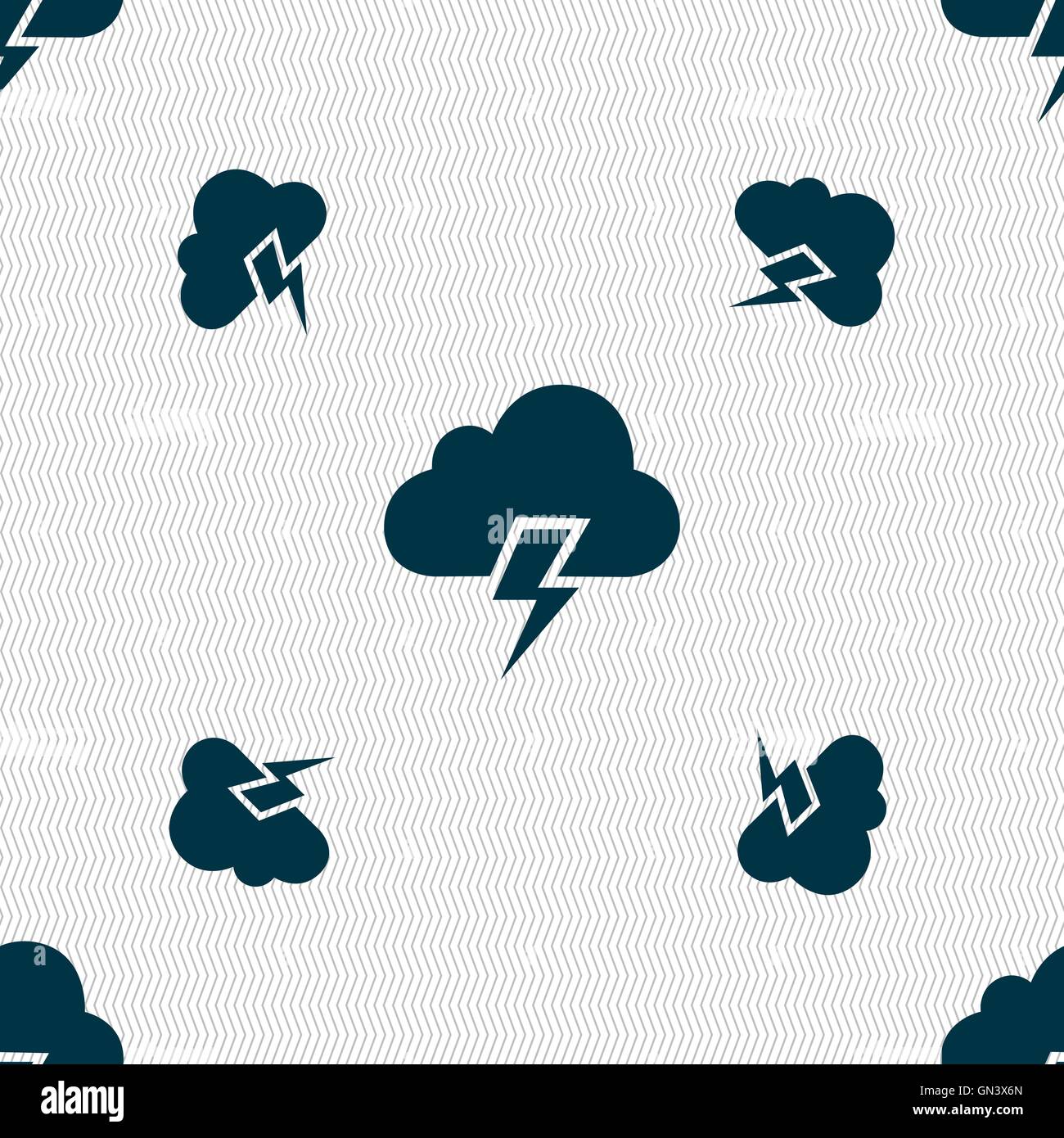 Heavy thunderstorm icon sign. Seamless pattern with geometric texture ...