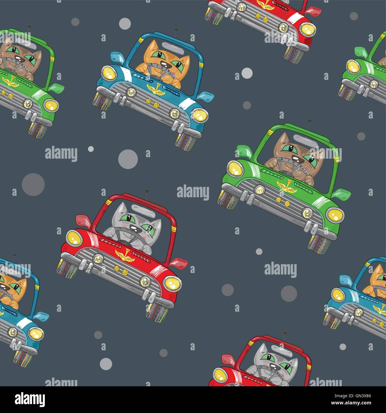 Cartoon cat driving car Stock Vector Images - Alamy