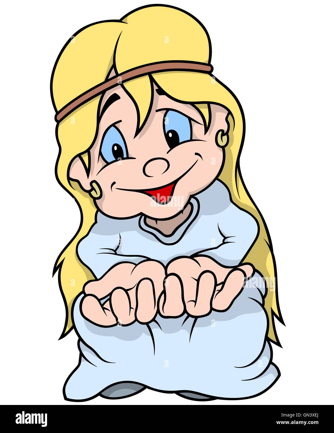 Cartoon girl in blue Stock Vector Images - Alamy