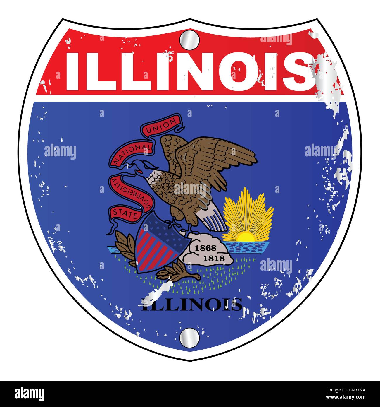 Illinois Flag Icons As Interstate Sign Stock Vector Image & Art - Alamy