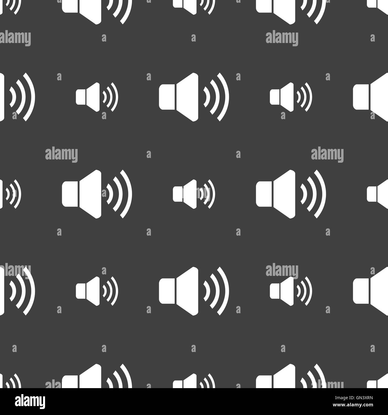 Speaker volume icon sign. Seamless pattern on a gray background. Vector ...