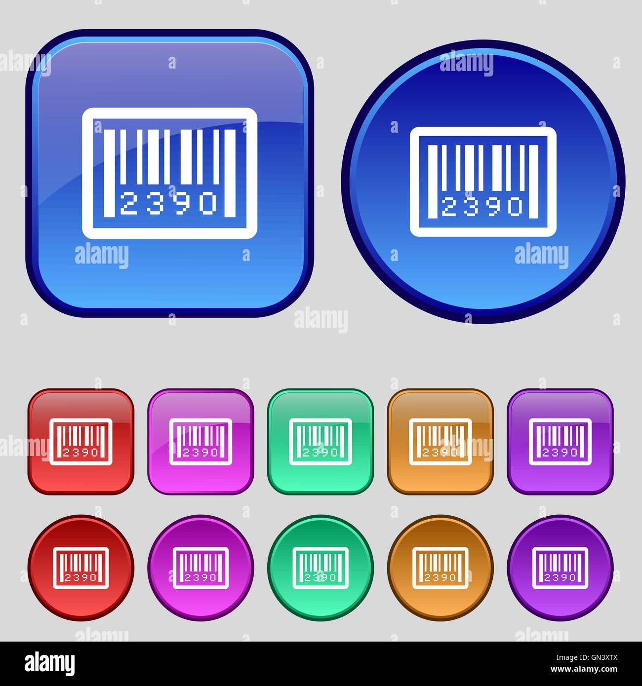barcode icon sign. A set of twelve vintage buttons for your design ...