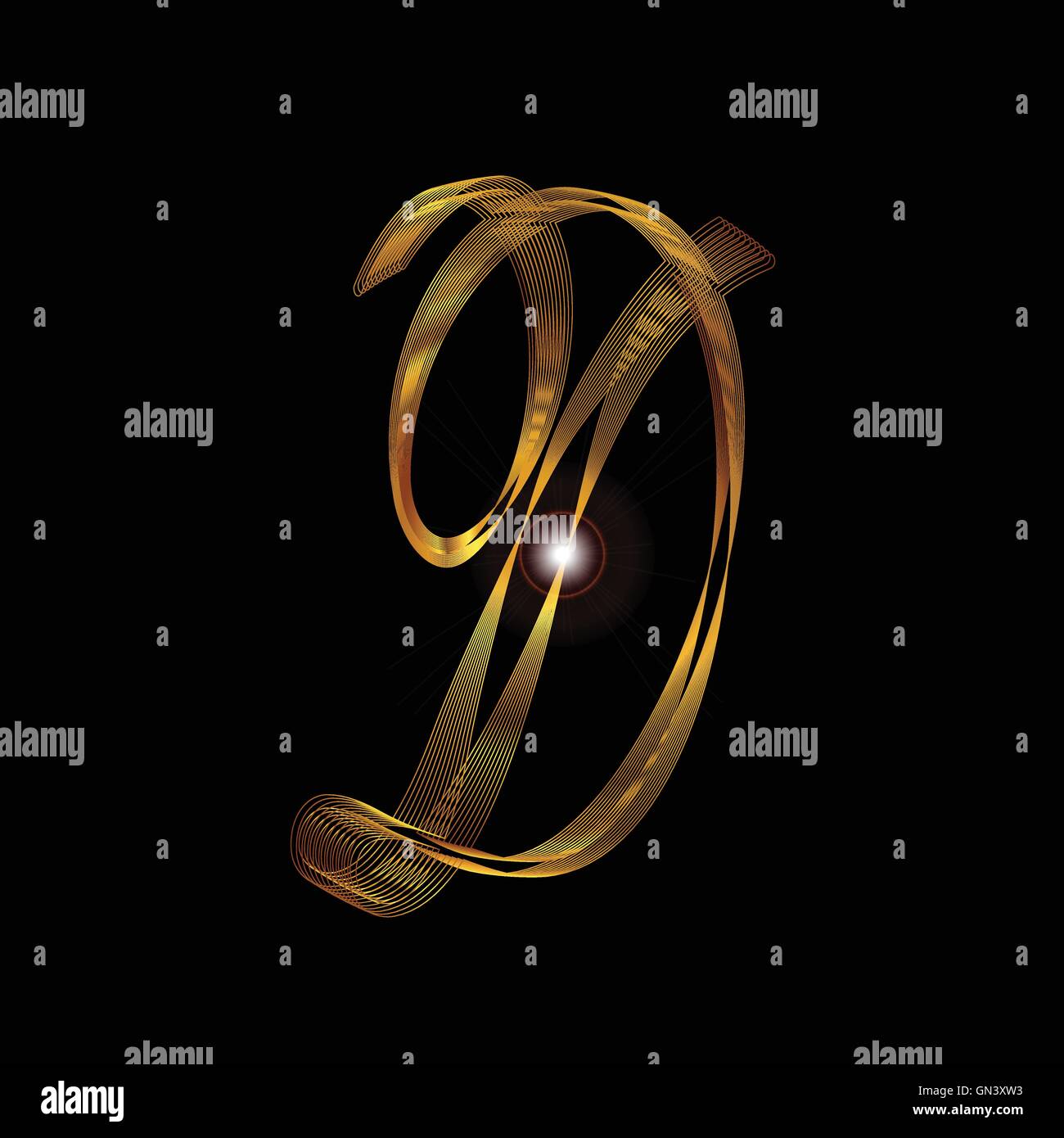 Letter D In Gold Stock Vector Image & Art - Alamy