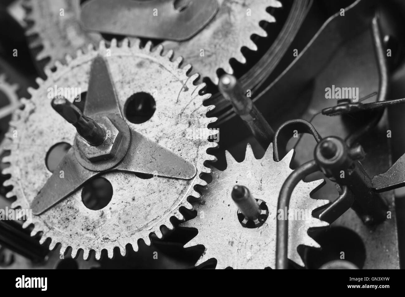 Black white Metal Cogwheels Inside Old Clockwork to success concept for ...