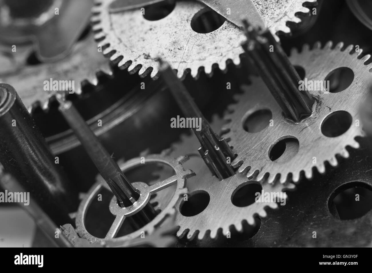 Black white Metal Cogwheels Inside Old Clockwork to success concept for ...