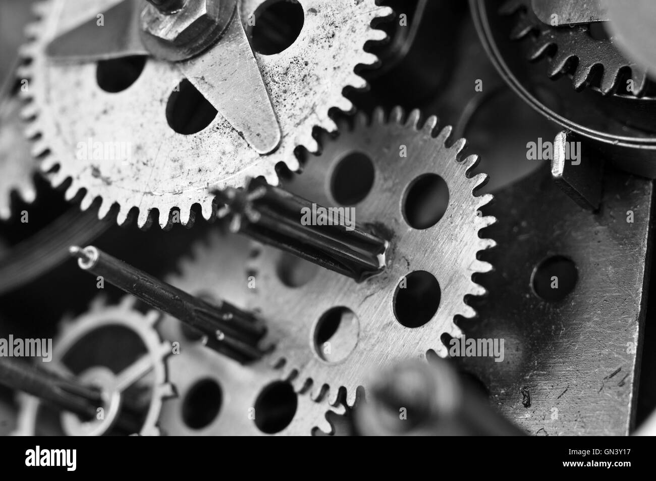 Black white Metal Cogwheels Inside Old Clockwork to success concept for ...