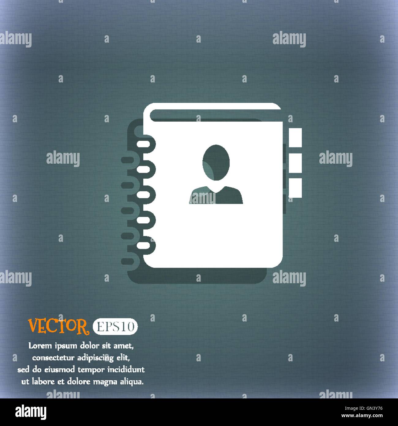 Notebook, address, phone book icon. On the blue-green abstract ...