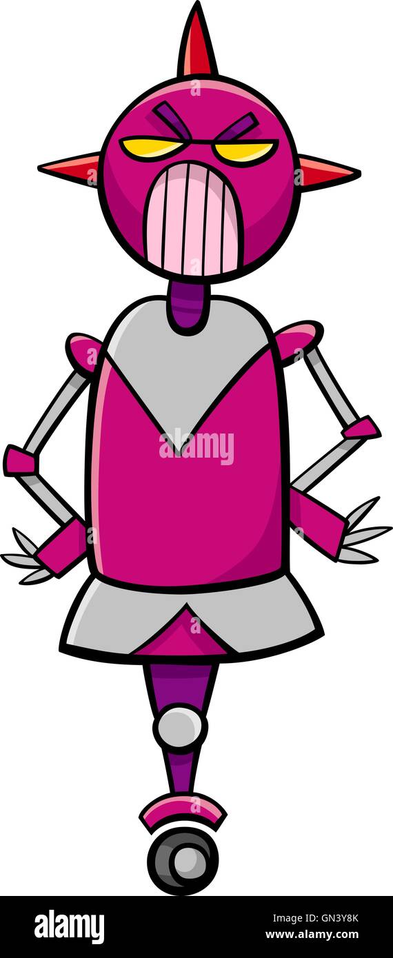 Vector cartoon illustration angry robot hi-res stock photography and ...