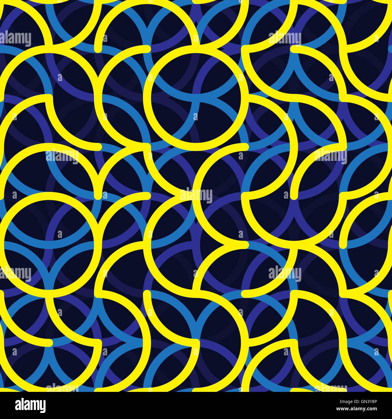 Vector Seamless Blue Yellow Color Iregular Rounded Arc Lines Geometric ...
