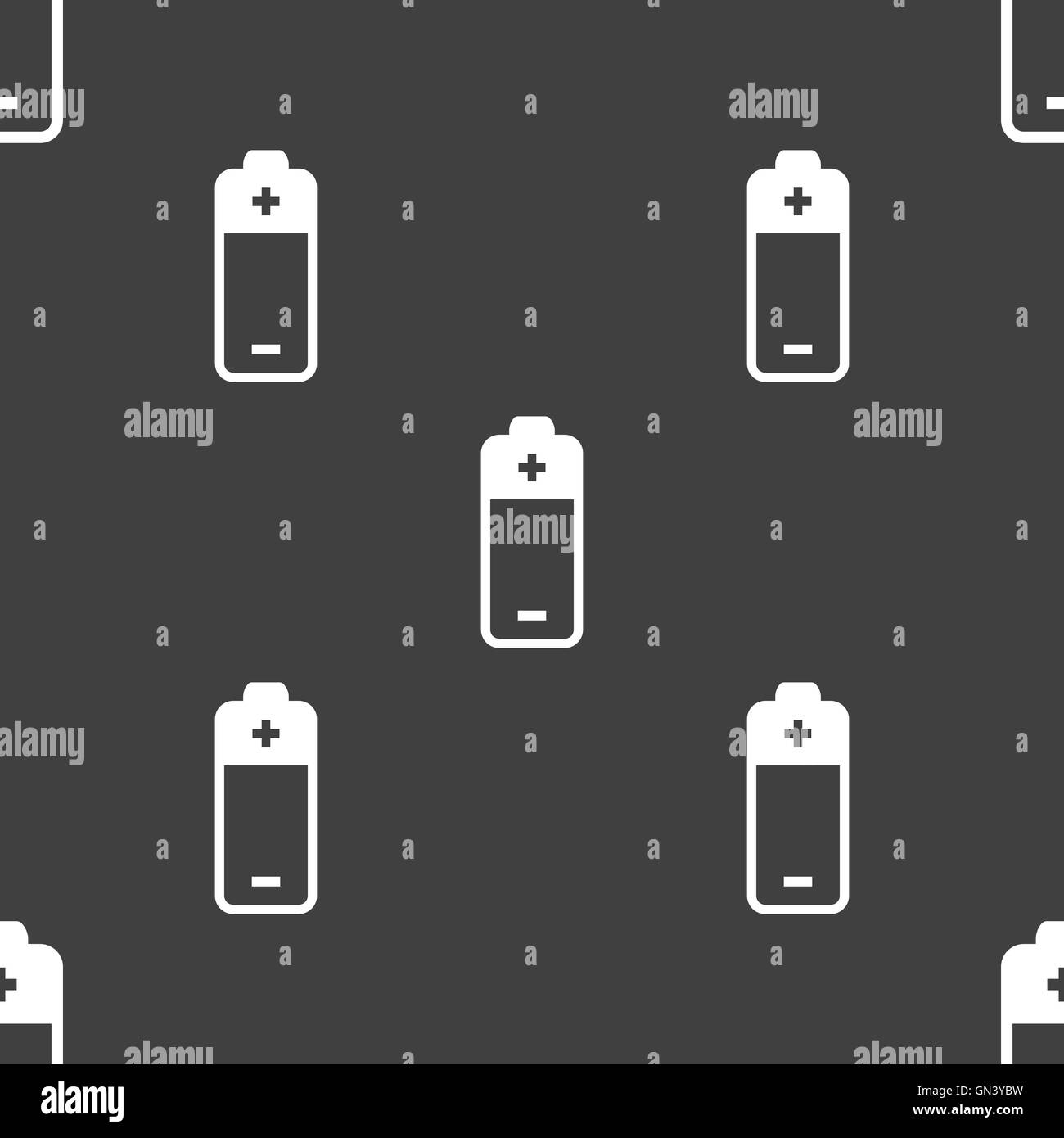 battery icon sign. Seamless pattern on a gray background. Vector Stock ...