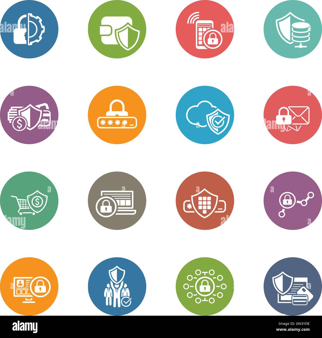 Flat Design Protection and Security Icons Set Stock Vector Image & Art ...