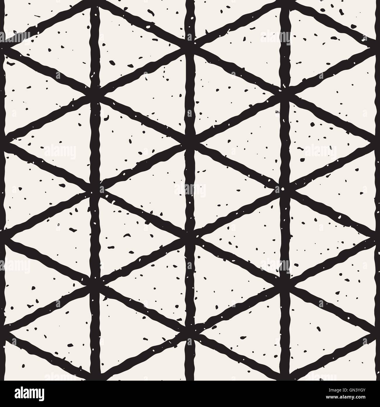 Vector Seamless Black And White Hand Painted Line Geometric Triangle ...