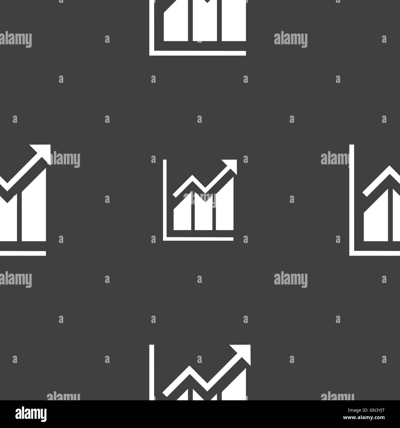 Growing bar chart icon sign. Seamless pattern on a gray background ...