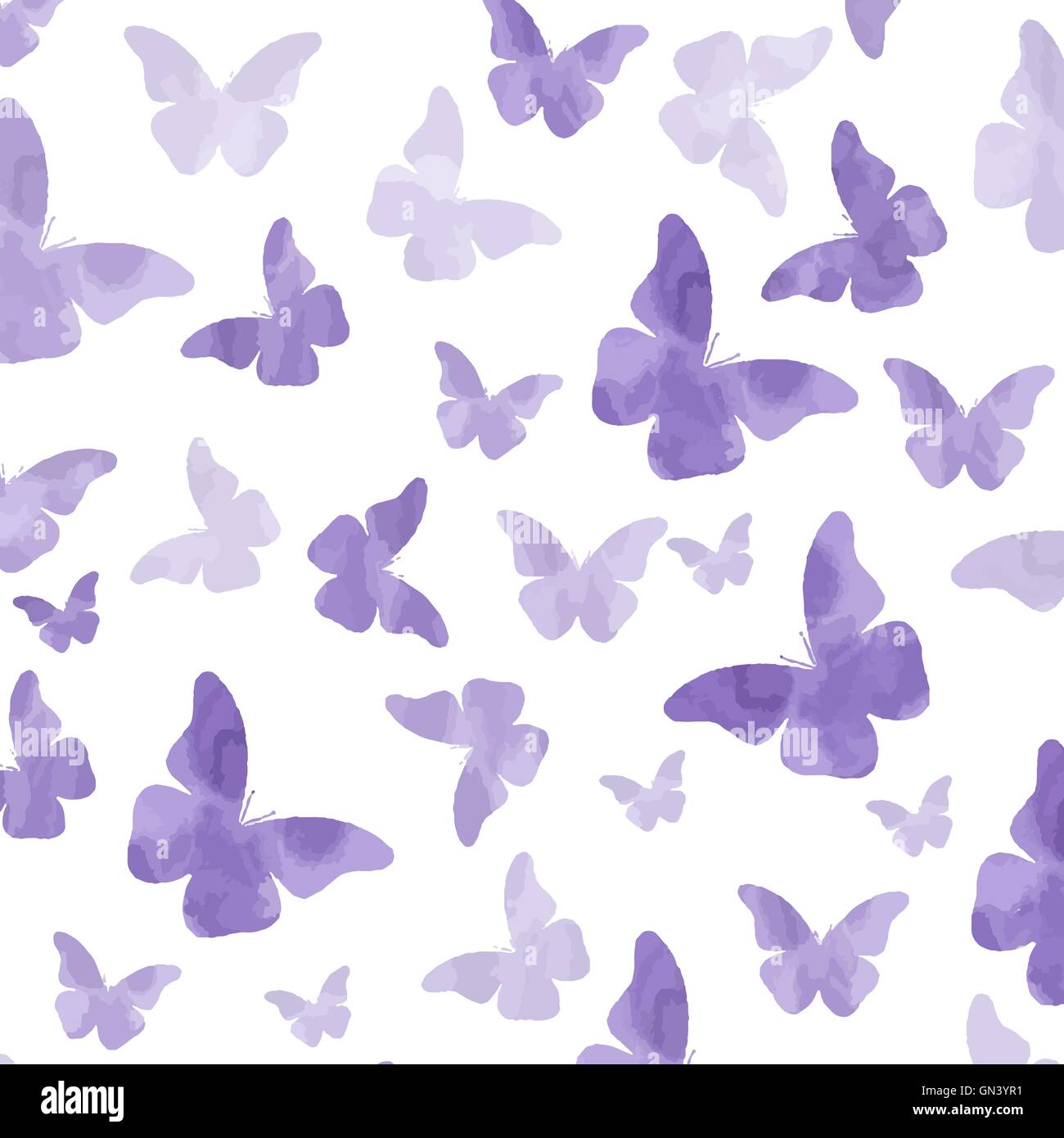 Seamless watercolor purple butterflies pattern Stock Vector Image & Art ...