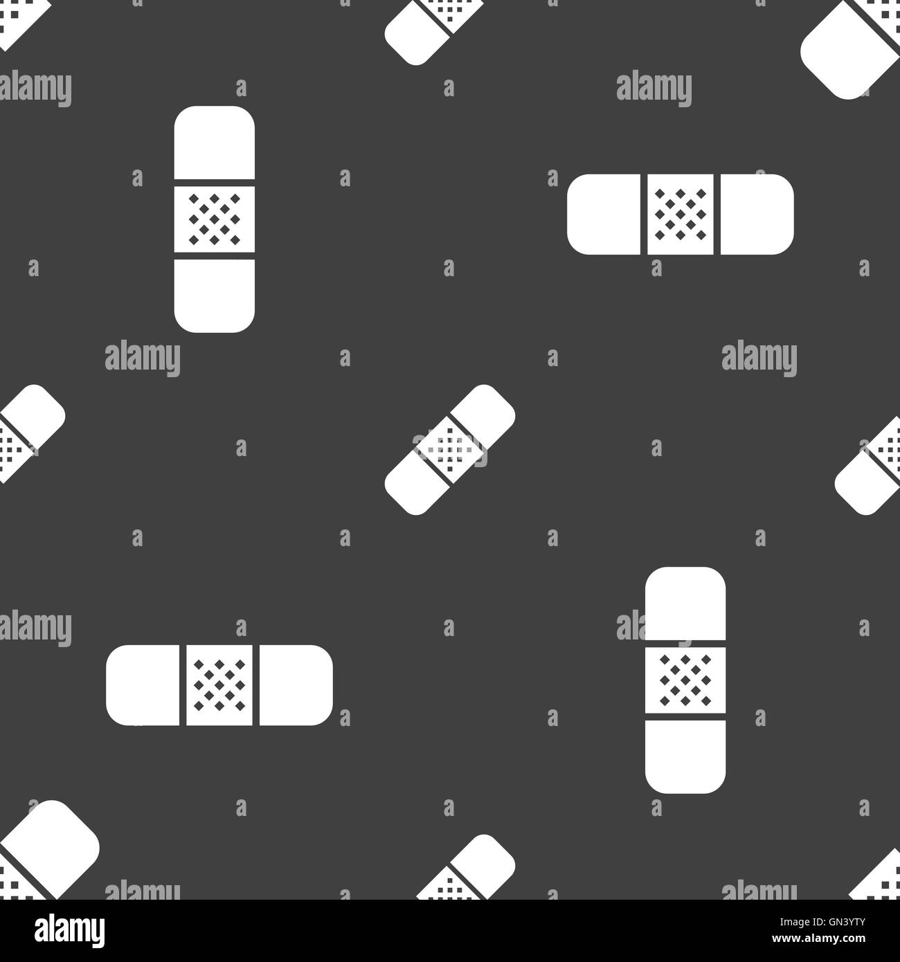 Plaster icon sign. Seamless pattern on a gray background. Vector Stock ...