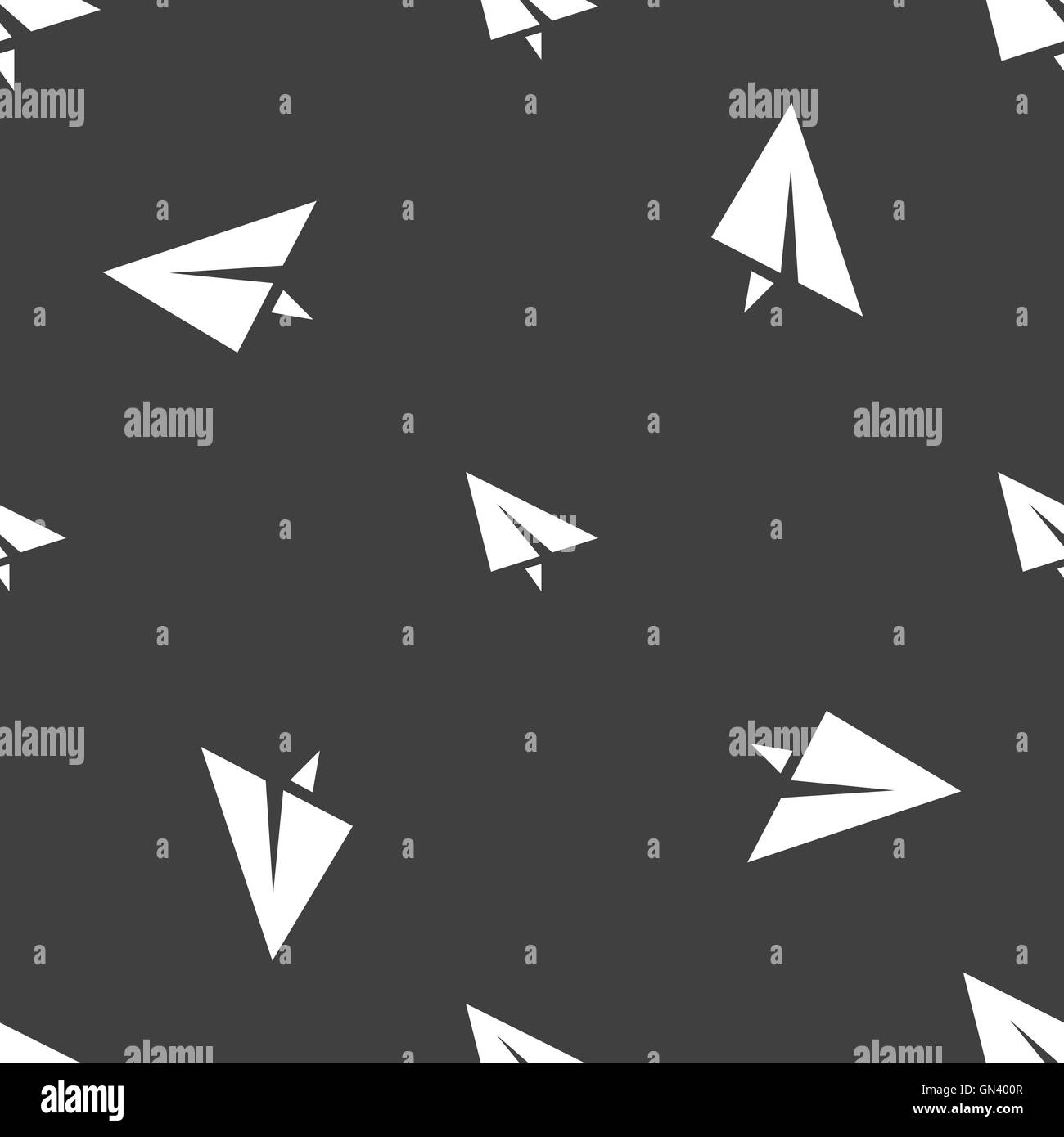 Paper airplane icon sign. Seamless pattern on a gray background. Vector ...