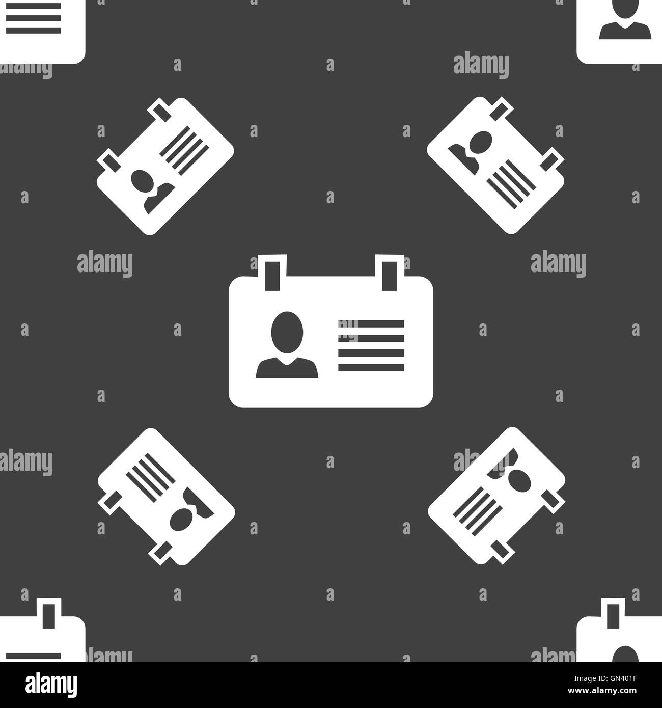 Identification card icon sign. Seamless pattern on a gray background ...