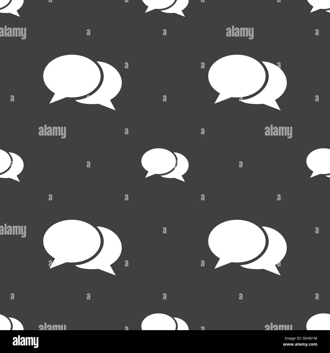Speech bubbles icon sign. Seamless pattern on a gray background. Vector ...