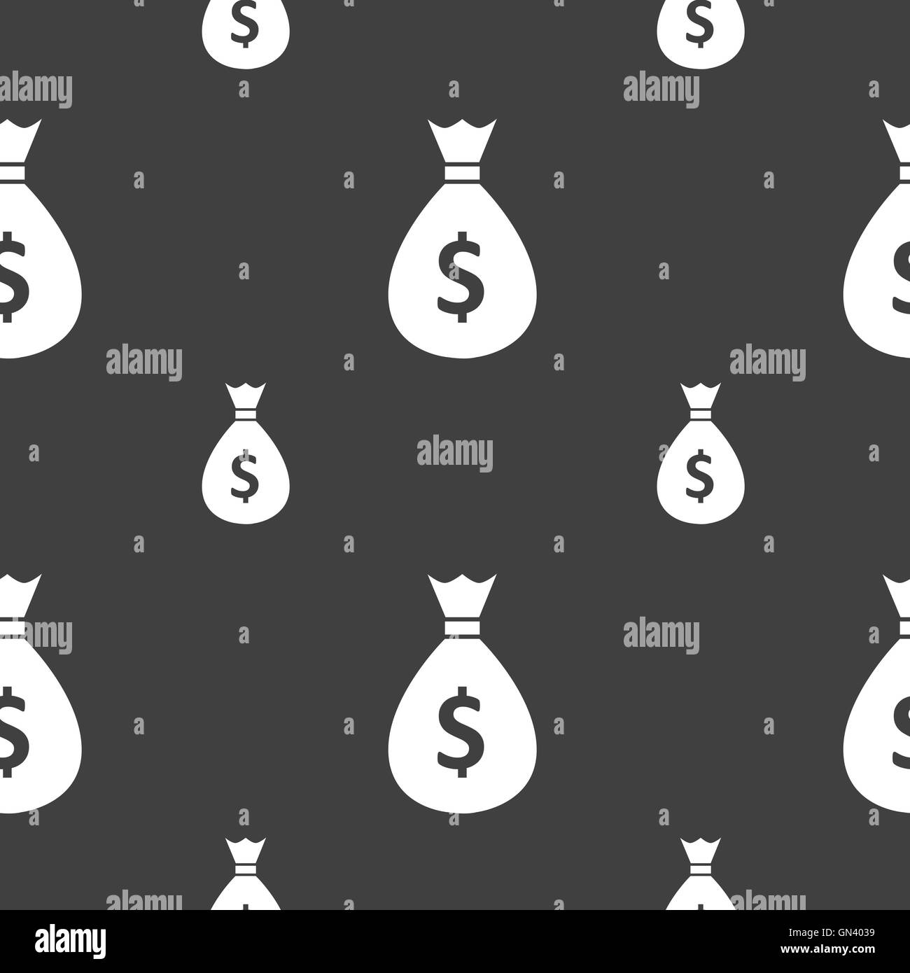 dollar money bag icon sign. Seamless pattern on a gray background ...