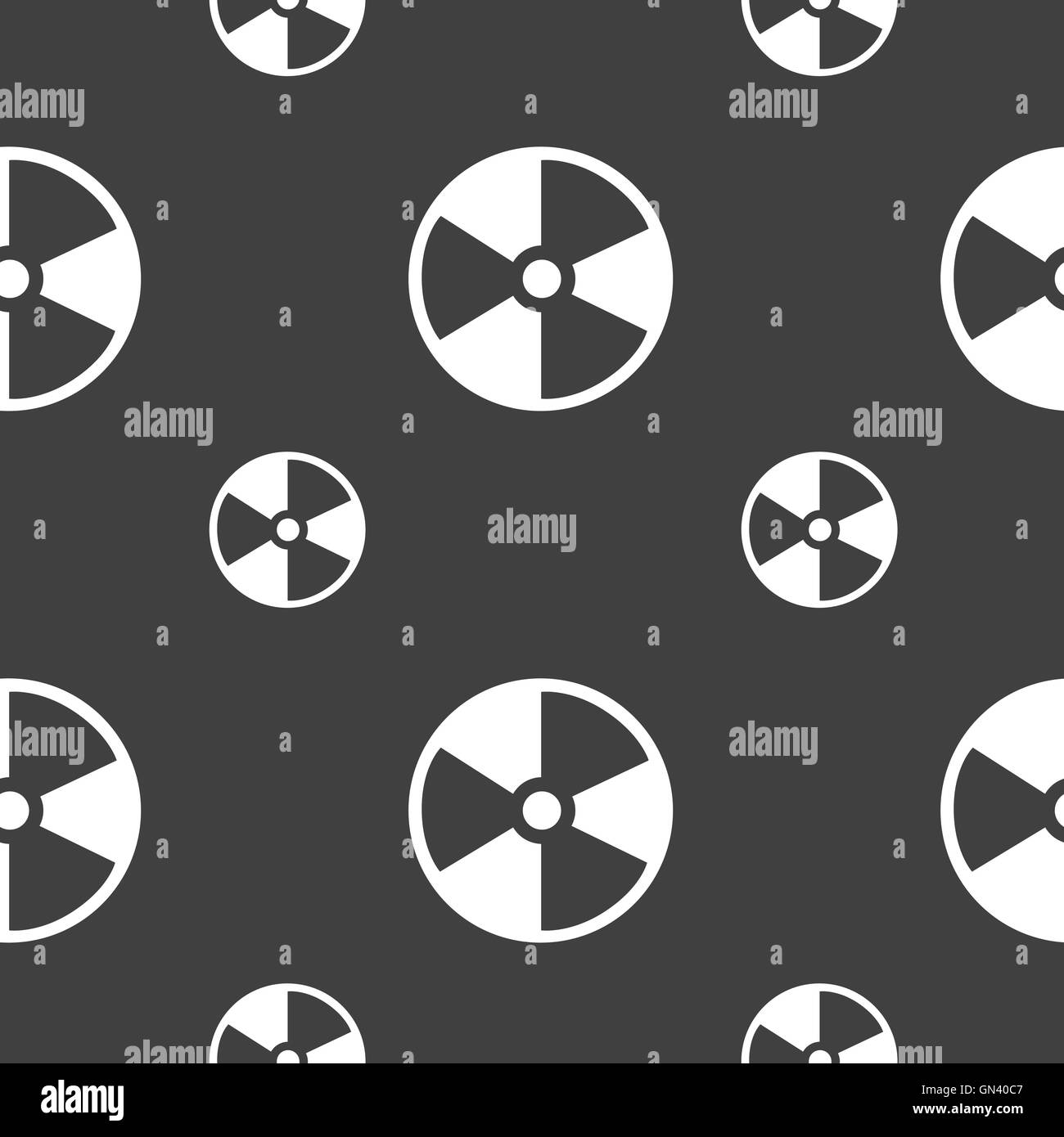 radioactive icon sign. Seamless pattern on a gray background. Vector ...