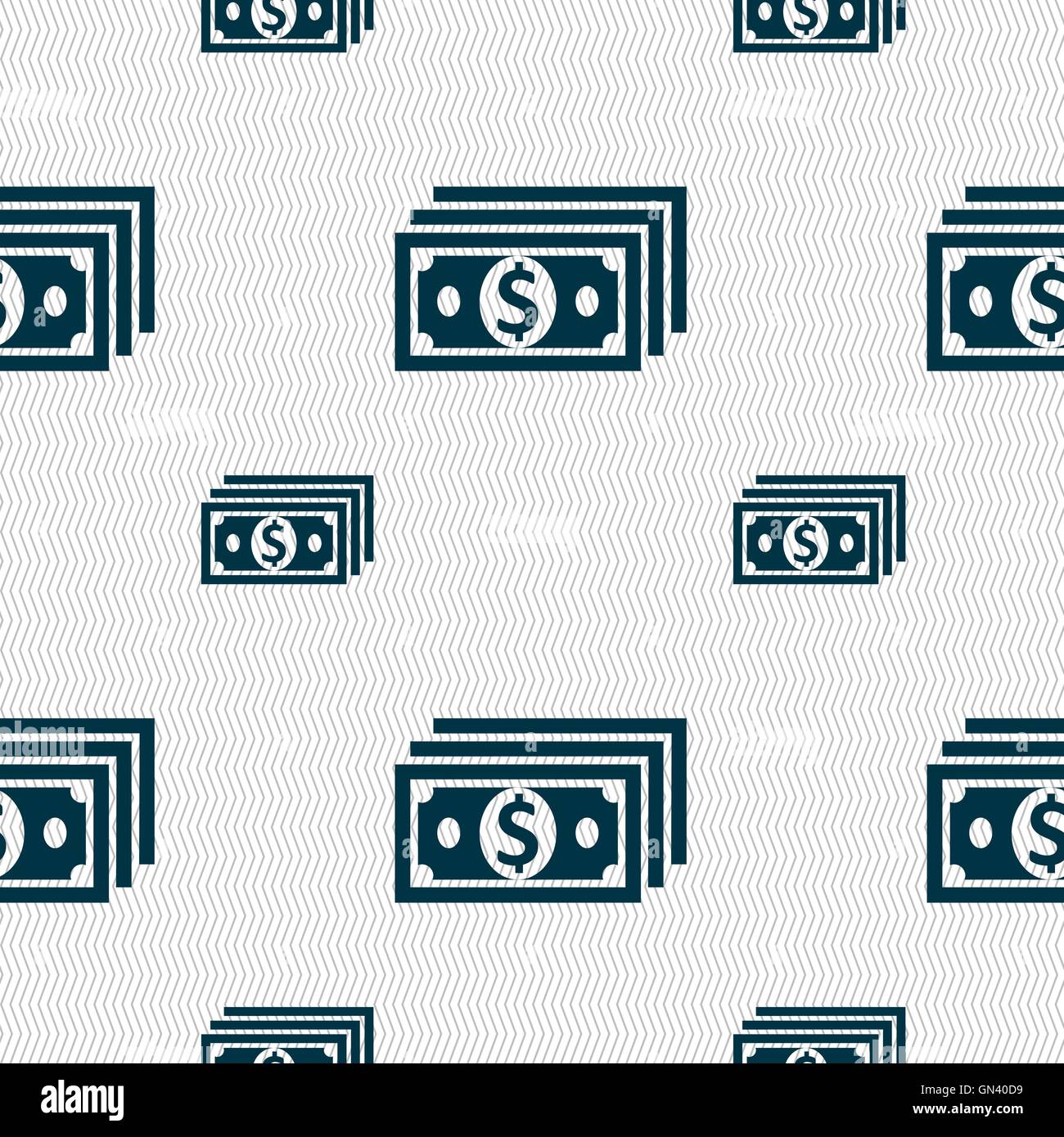 money, dollar icon sign. Seamless pattern with geometric texture ...