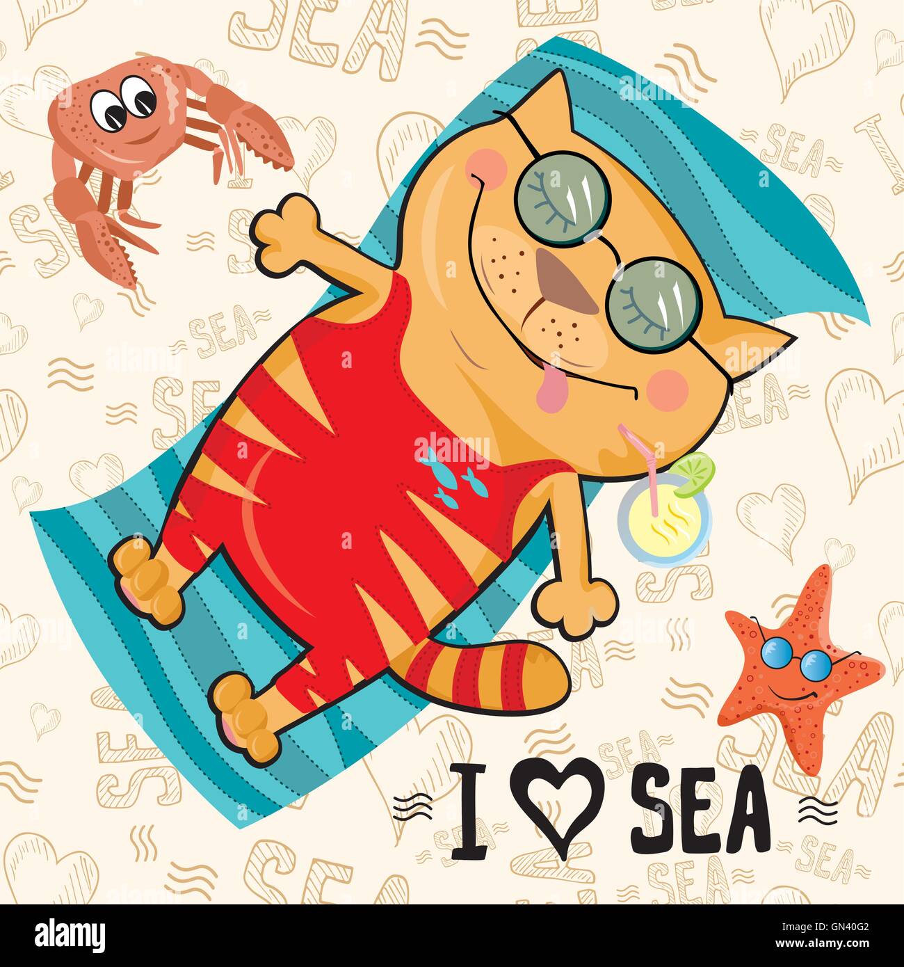 Sunglasses on sea beach Stock Vector Images - Alamy