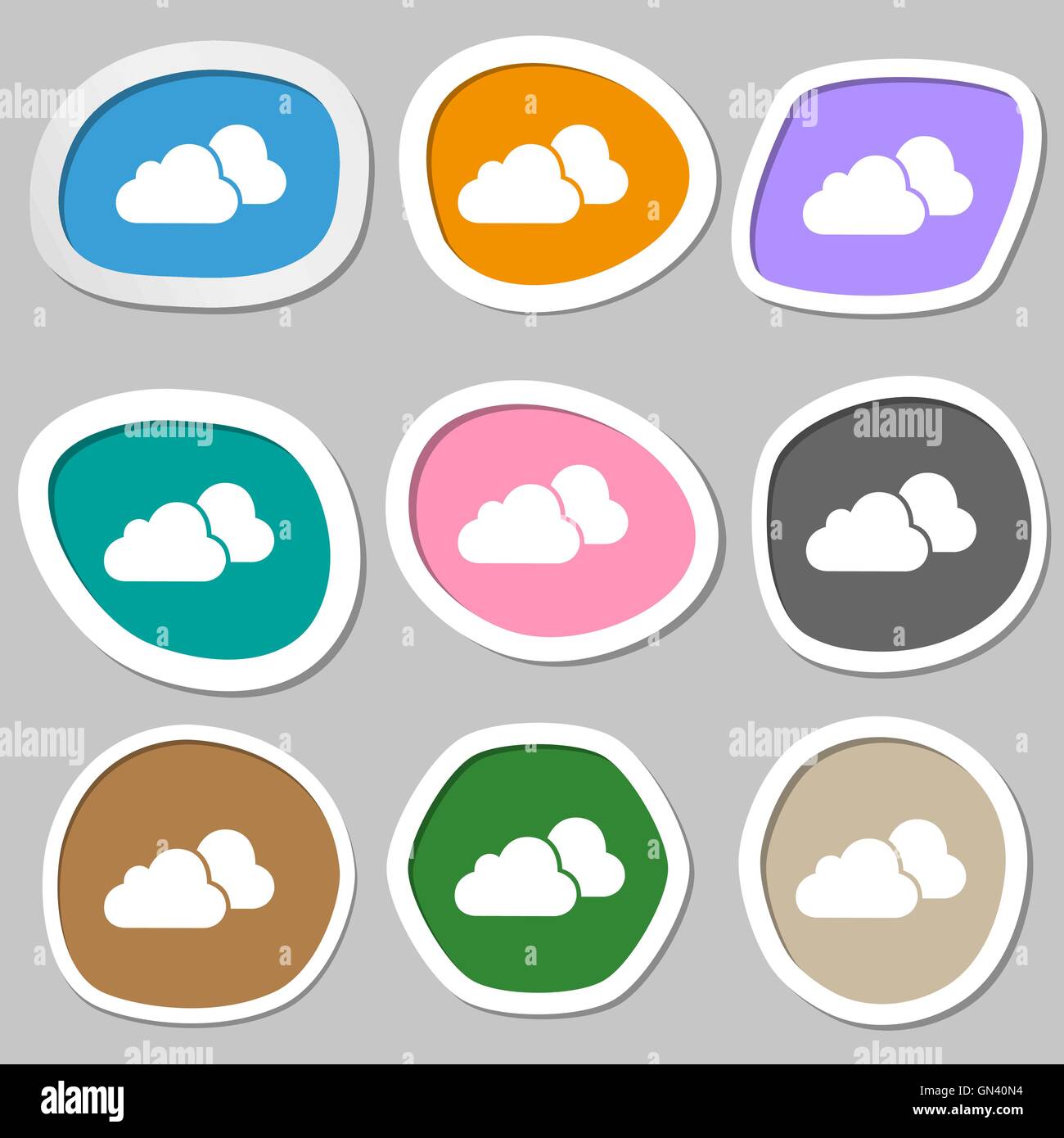 clouds symbols. Multicolored paper stickers. Vector Stock Vector Image ...