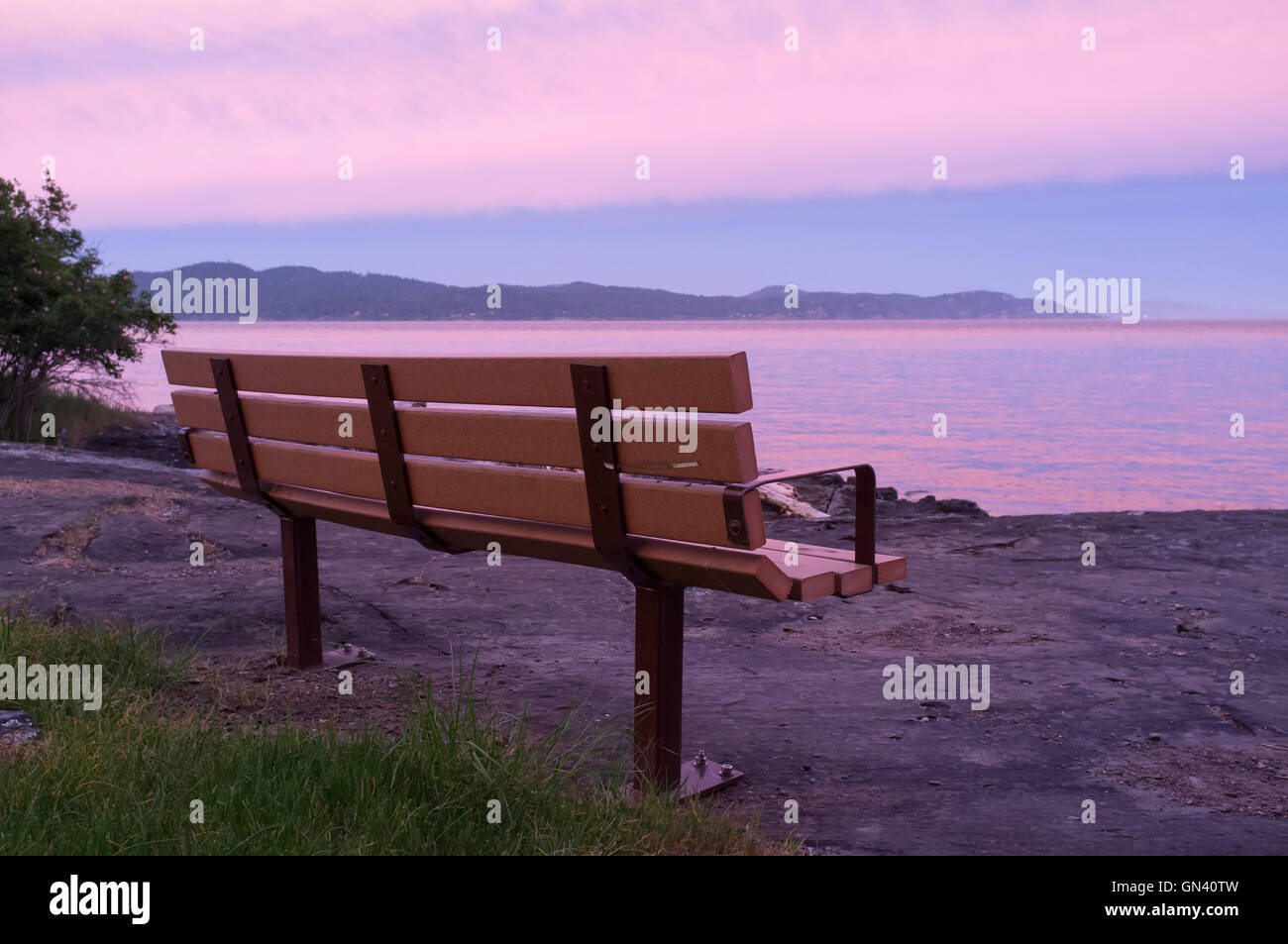 Salt Spring Island, Canada: Empty bench overlooking Swanson Channel at ...