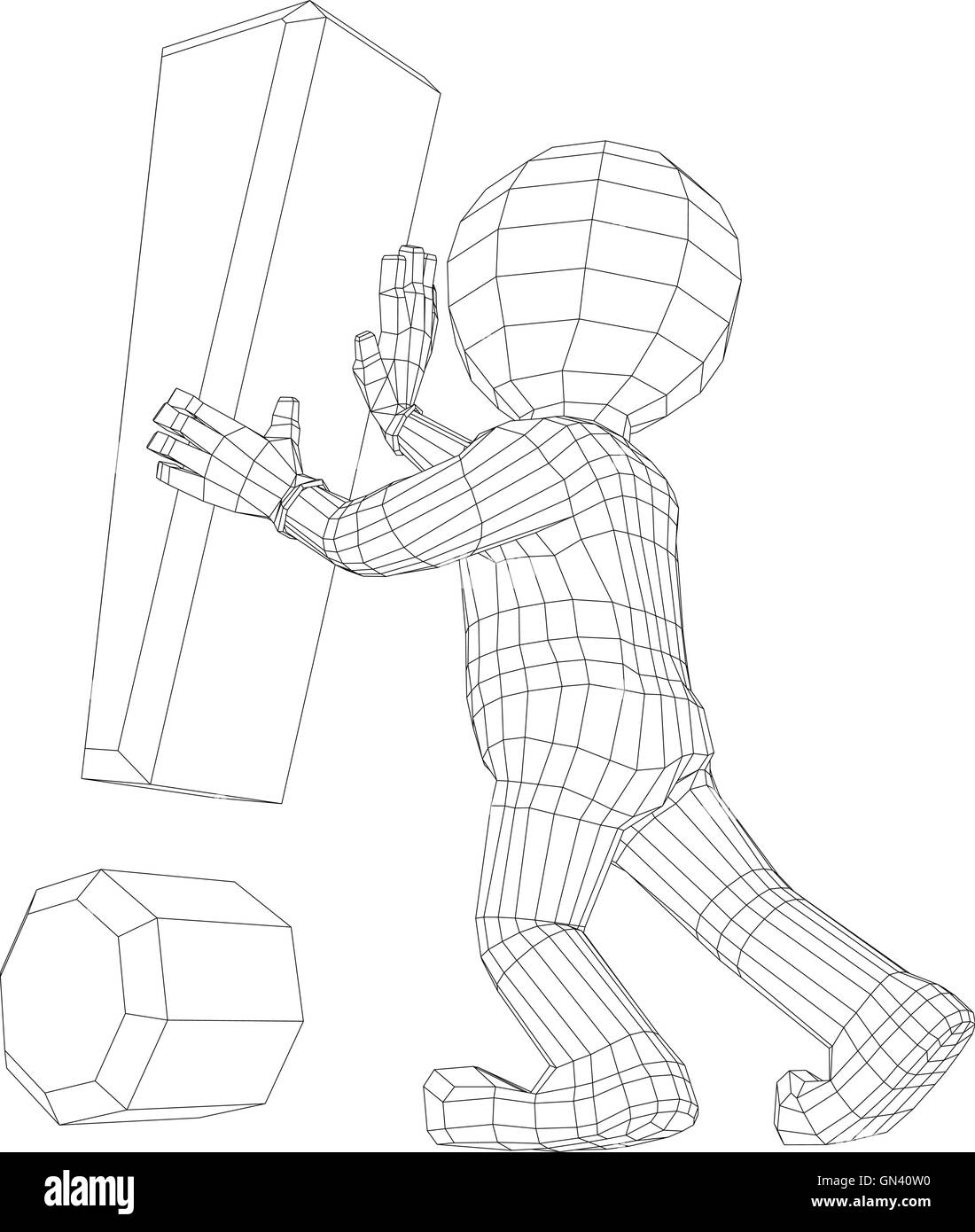 Puppet 3d man with exclamation sign Stock Vector Image & Art - Alamy