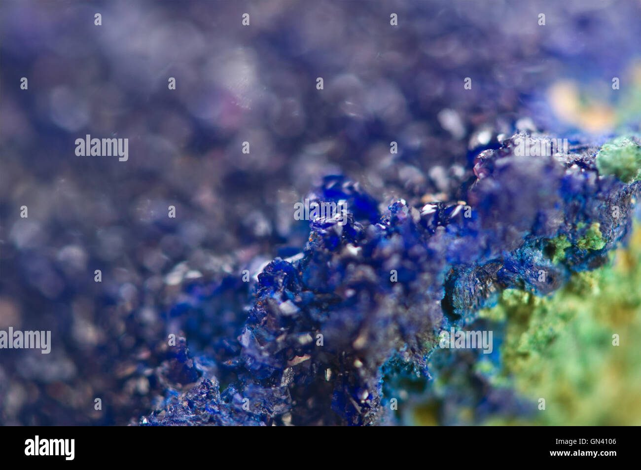 Green Malachite Cu2CO3(OH)2 and Azurite Crystals deep blue copper ...